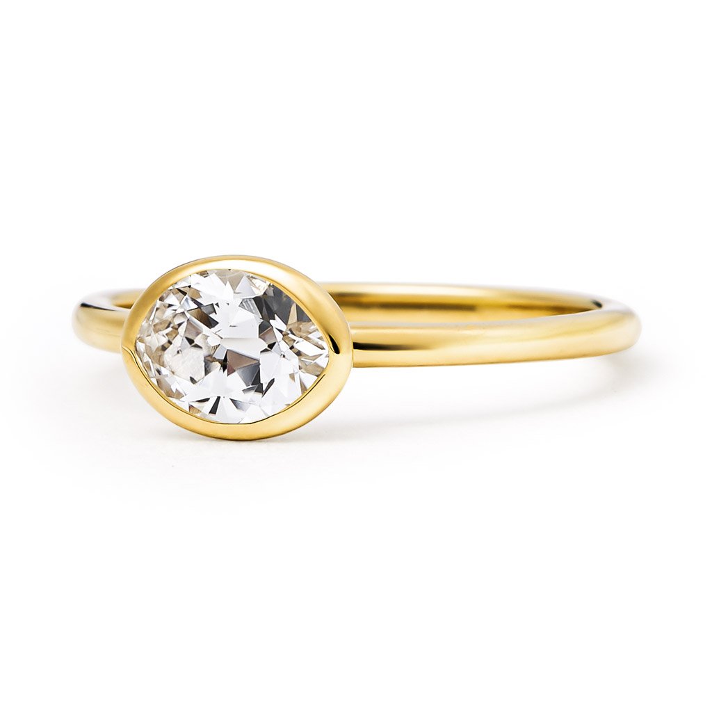 The Nicole - Stackable (Moval Cut White Beryl in Solid 18ct Gold ...